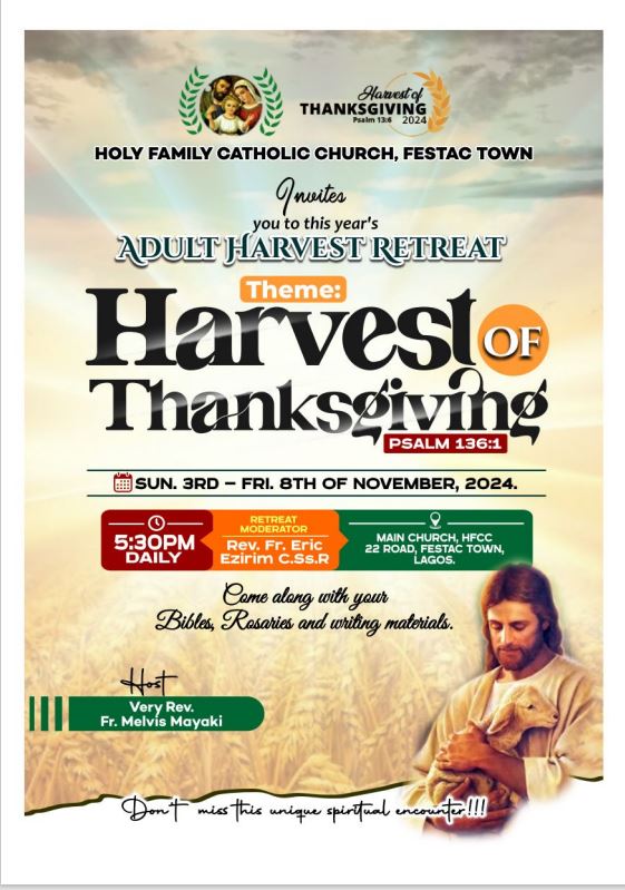 Adult Harvest Retreat – Holy Family Catholic Church
